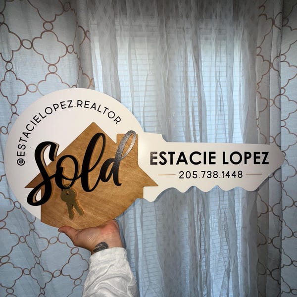 Sold by Key Sign, Realtor Closing Custom, 3D Sold Real Estate Agent Key ...