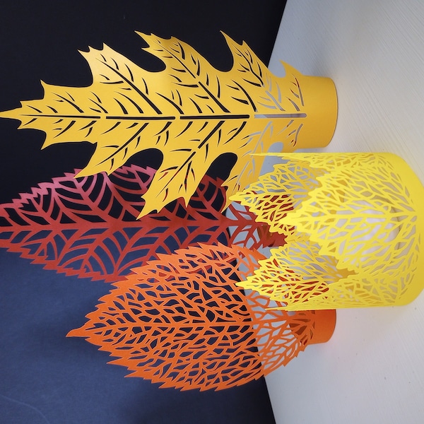 Fall Leaves Svg Lantern Template, Autumn 3d Papercut, Paper Lantern Svg ...