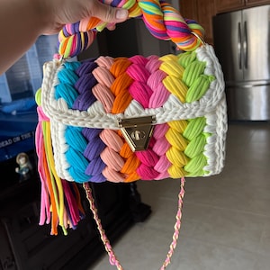 Multi Color Bag/handmade Bag/hand Woven Bag/crochet Bag/knitted Bag ...