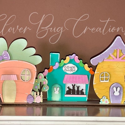 Easter Bunny Standing Houses File SVG, Glowforge, Luckyheartdesignsco ...