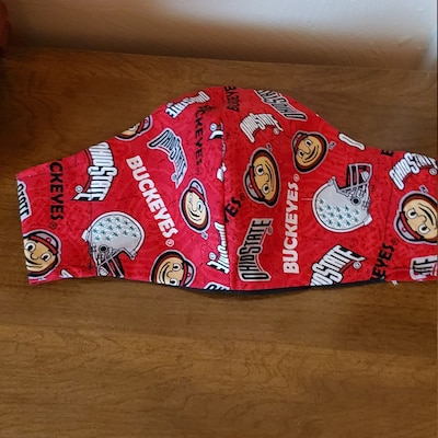 NCAA OHIO STATE Buckeyes Watermark Print Football 100% Cotton Fabric ...