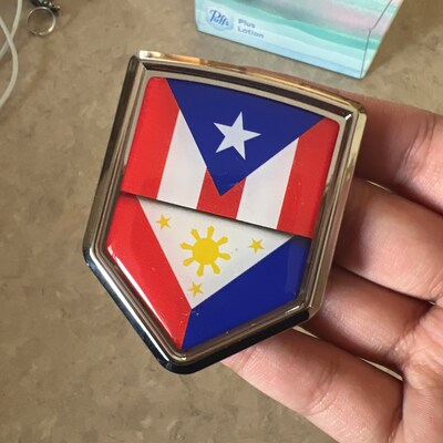Puerto Rico Philippines Flag Car Chrome Emblem Decal Sticker With ...