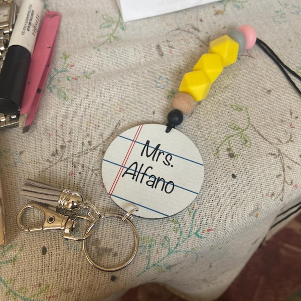 Boho Rainbow Beaded Teacher Lanyard, ID Badge Holder, Lanyard for Keys ...