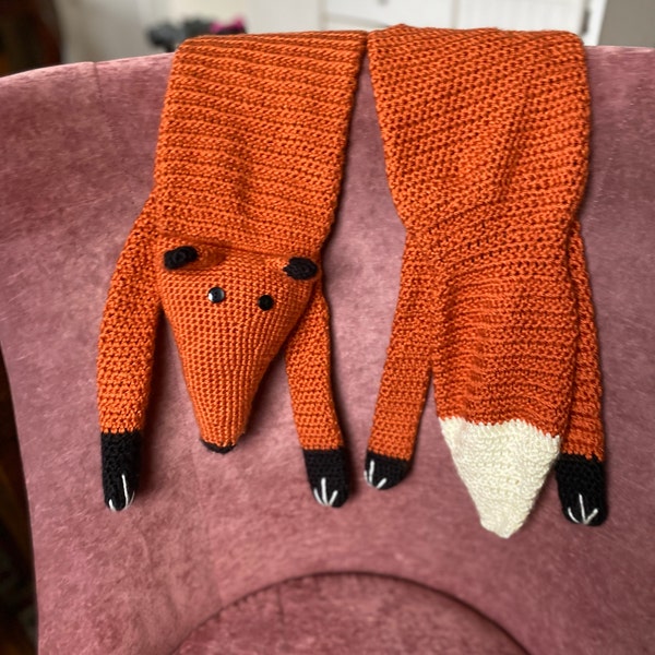Crochet Pattern Scarf Fox PDF | English and French | DIY Gift | Faux ...