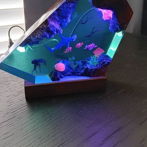 Orca Shark and Couple Diver Resin Night Lights Whale Shark and Humpback ...