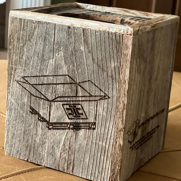 Engraved Reclaimed Wood Tissue Box Cover - Rustic Barn Style Wood ...