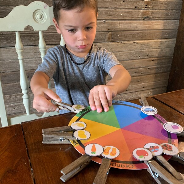 Preschool Color Matching Game Wheel, Teaching Kids Colors Activity ...