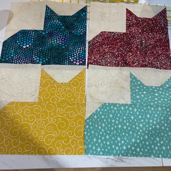Cat Quilt Block Modern Pattern, Instant Download Instructions for ...