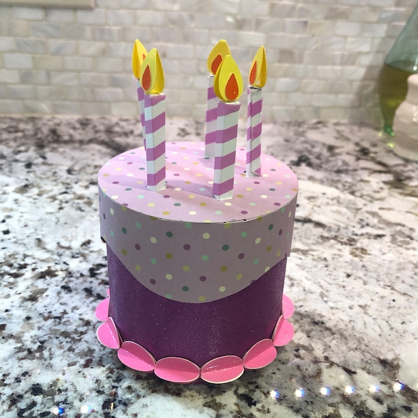 Bundle of 3D Birthday Cake Gift Box SVG Cut Files - 3 Mix & Match 3D ...