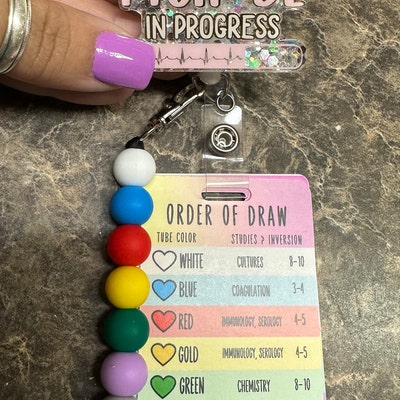 Order of Draw Keychain Blood Draw Keychain Badge Reel Accessories ...