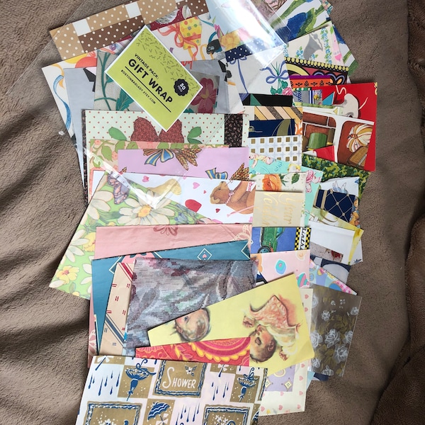 Vintage Gift Wrap Paper Pack - 50 Pieces - Collage, Vintage Paper ...