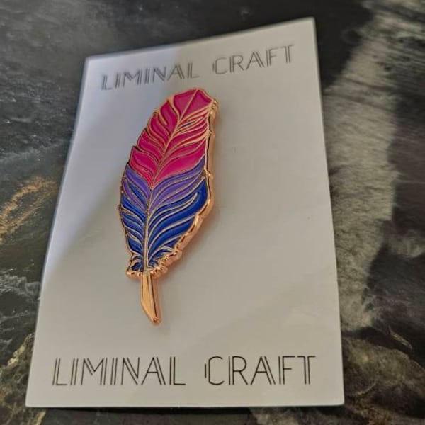 Bi Bisexual Pride Feather Enamel Pin LGBT - Etsy