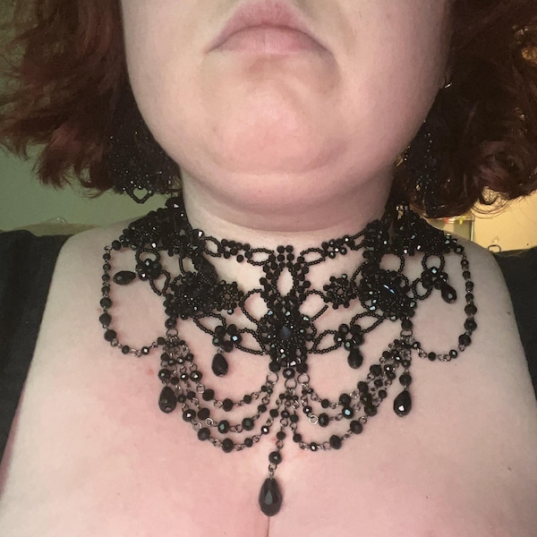 Victorian Necklace/goth Beaded Necklace/handmade Gothic Necklace/choker ...