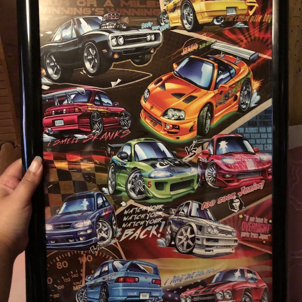 Fast and the Furious Comic Styled Car Movie Poster Print Wall Art ...
