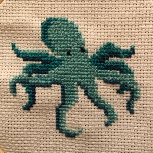 Octopus Cross Stitch Kit Beginners Cross Stitch Kit Mini Cross Stitch ...