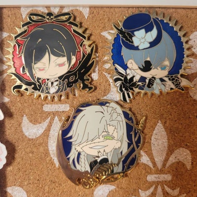 Black Butler Hard Enamel Pins Kuroshitsuji Ciel Sebastian Grell ...