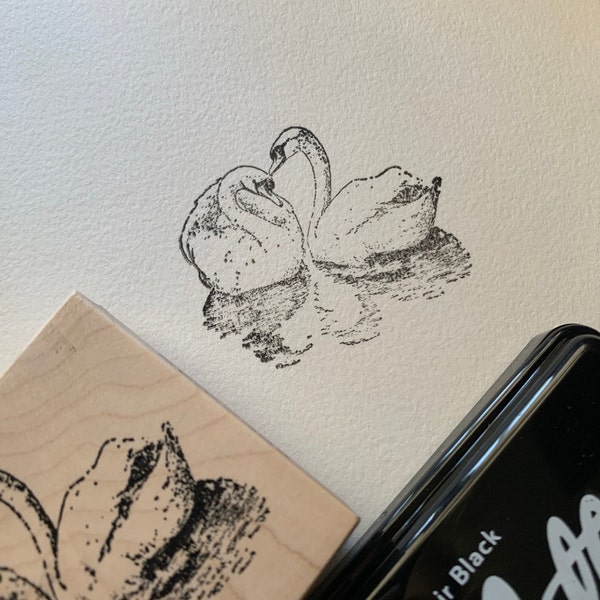 Swan Couple 1109H Bird Rubber Stamp Animal, Scenic, Landscape Stamping ...