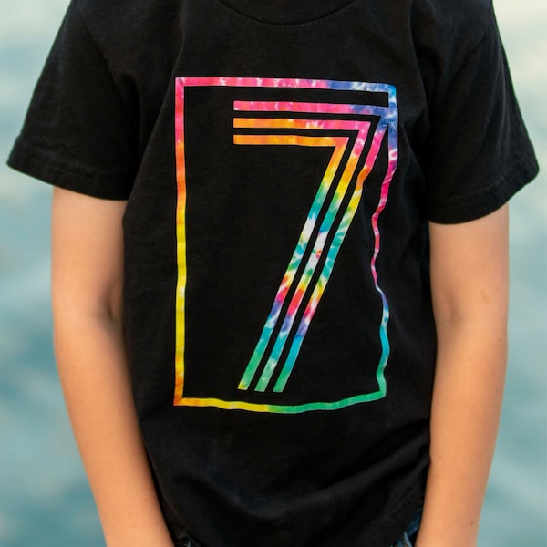 7 Birthday Shirt, Boys 7th Birthday, Tie Dye Birthday, Personalized ...
