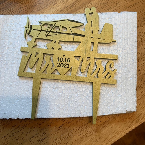 Airplane Wedding Cake Topper, Custom Aviation Travel Theme, 0452 - Etsy