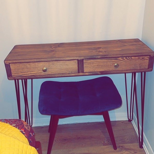 HANDMADE WOODEN VANITY | 4 Hairpin Legs | Console | Makeup | Dressing ...
