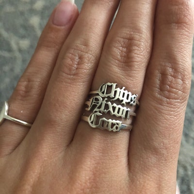 14k Gold Old English Name Ring,personalized Ring,dainty Name Ring ...