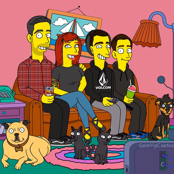 Simpsons Portrait, Christmas Gift Idea, Simpsons Couple Portrait, Gift ...