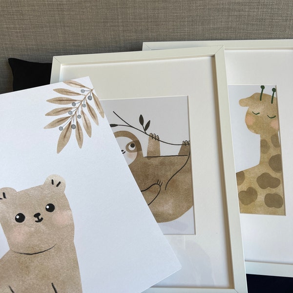 Boho Animal Nursery Prints, Bohemian Wall Art, Nursery Decor, Earthy ...