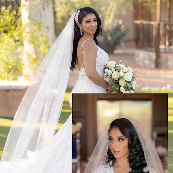 Wedding Veil, 1 Layer Wedding Veil, Fingertip Veil, Bridal Veil, Light ...