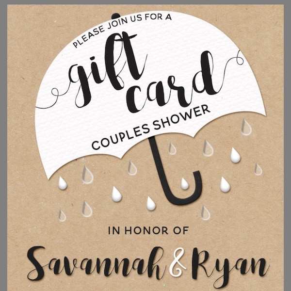 Gift Card Shower Invitation, Instant Download, Printable Editable ...