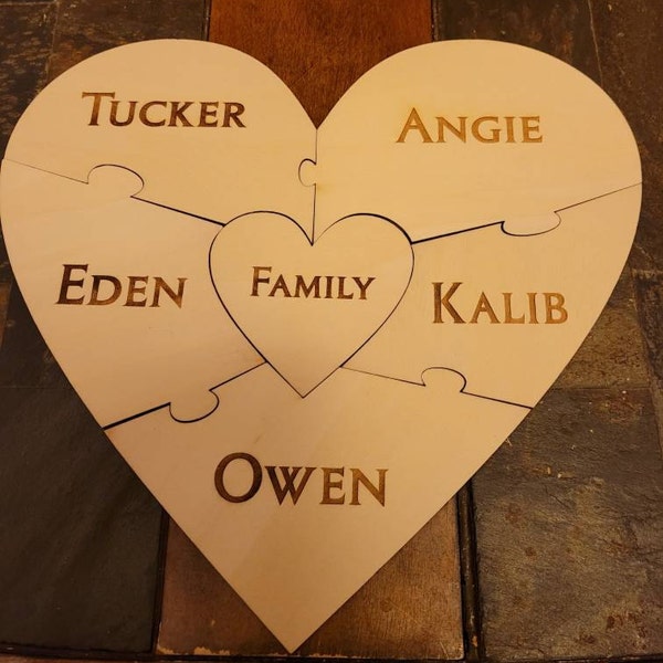 Custom Family Wooden Heart Puzzle - Family Unity Puzzle - Pregnancy ...