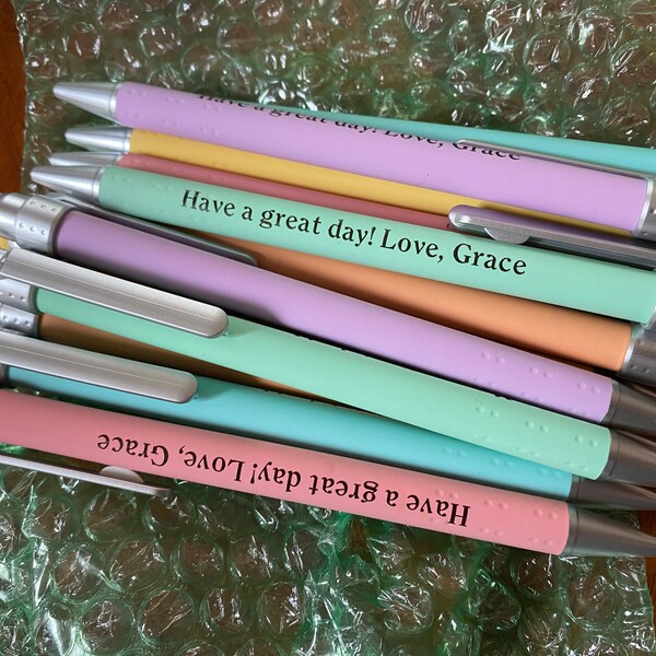12 Custom Printed Pastel Bright Vibes Imprinted Pens Personalized ...