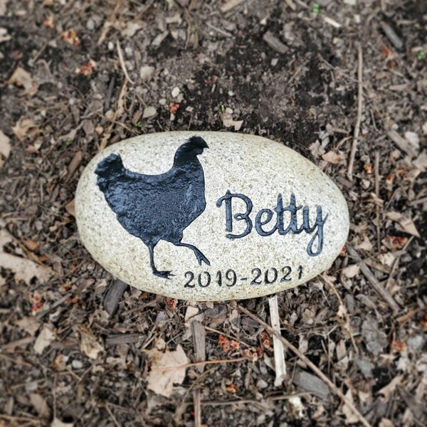 Chicken Pet Memorial Stone, 5”/6" Only, Hen, Rooster, Silkie, Outdoor ...