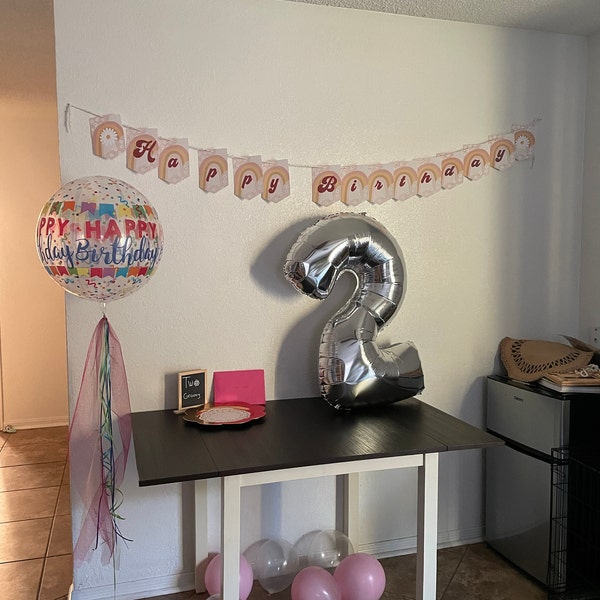 Happy Birthday Banner Daisy Birthday Banner Girl Groovy Party Decor ...