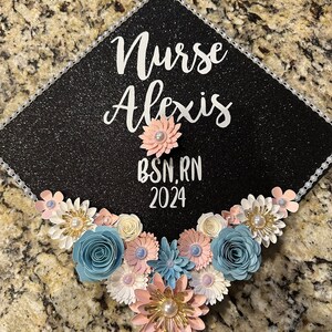 Graduation Cap Toppers/ Flower Graduation Cap/ Glitter Graduation Cap ...