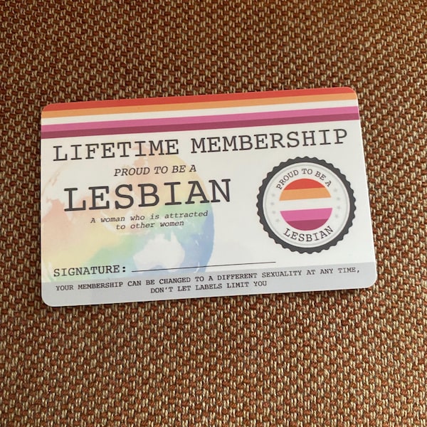 LESBIAN Lifetime Membership Card (pink) - Gay Pride Card - LGBT ...