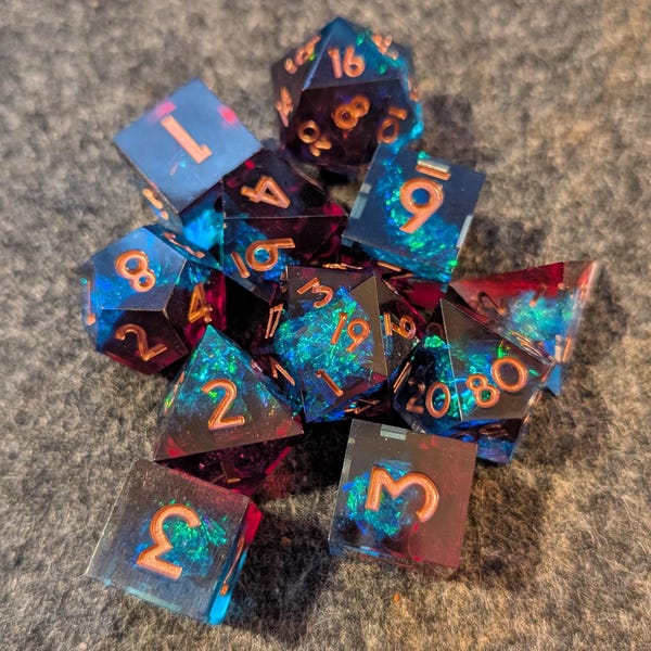 Blue Lightning DND D20 Dice, Resin Sharp Edge Dice Set, D&D Dice Set ...