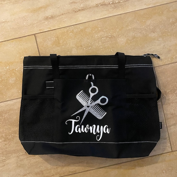 Personalized Hairstylist Tote Bag With Name – Black Salon Bag With ...