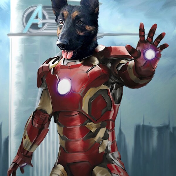 Thunder God, Custom Dog Portrait, Superhero Dog Pet Portrait Art, Pet ...