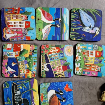 Trivet Ceramic Tile Square Colourful Landscape Red and Pink - Etsy