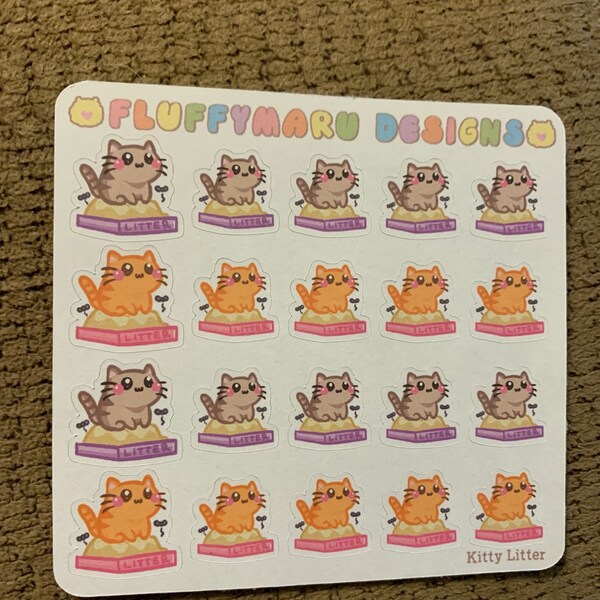 Clean Kitty's Litter Box || Planner Stickers, Cute Stickers for Erin ...