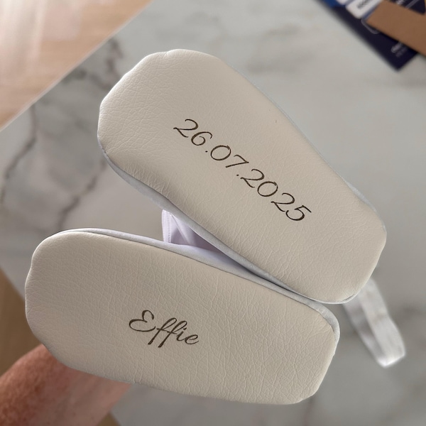 Personalised IVORY LINEN Baby Boy Christening Shoes, Baptism Shoes ...