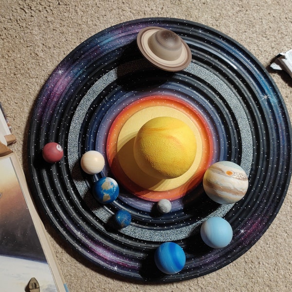High Finish Hand-painted Wooden Solar System Set/limited Edition Space ...