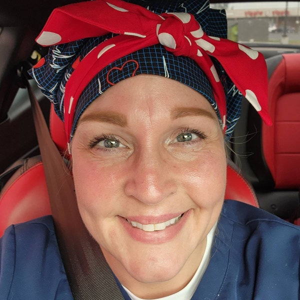 Scrub Surgical Pops of Pink Hat Medical Cap With Style, Bow & Satin ...