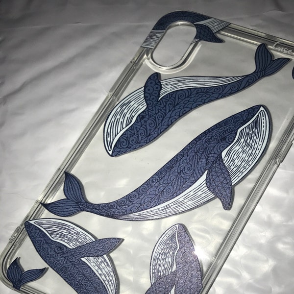 IPhone Clear Case, Blue Whales iPhone 16 15 14 13 12 11 Plus Pro Max ...