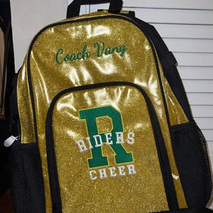 Personalized Embroidered GLITTER Backpack Cheer Bag Sports - Etsy