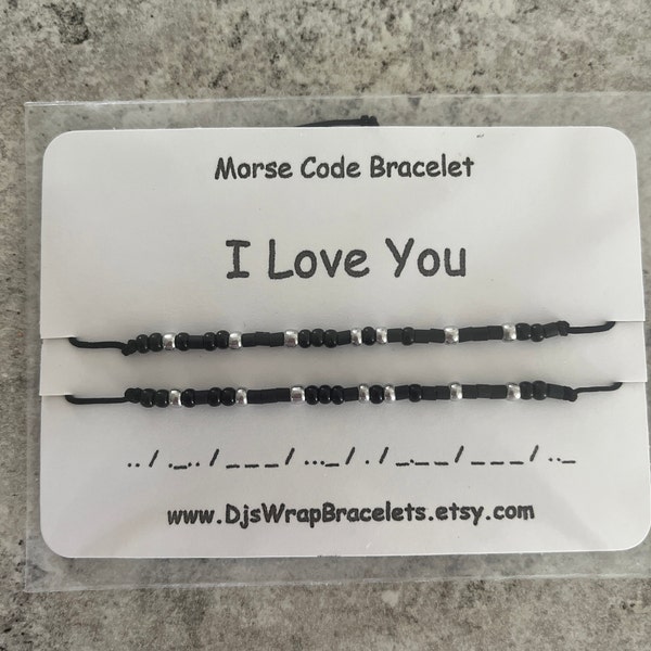 I Love You Morse Code Bracelet, Couples Bracelet Set, Matching ...
