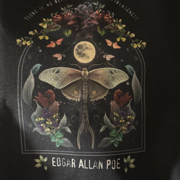 Edgar Allan Poe Tote Bag Gift, Lunar Moth Gothic Tote, Literary Quote ...