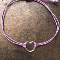 Silver Heart Bracelet, String Heart Bracelet, Sterling Silver Heart ...