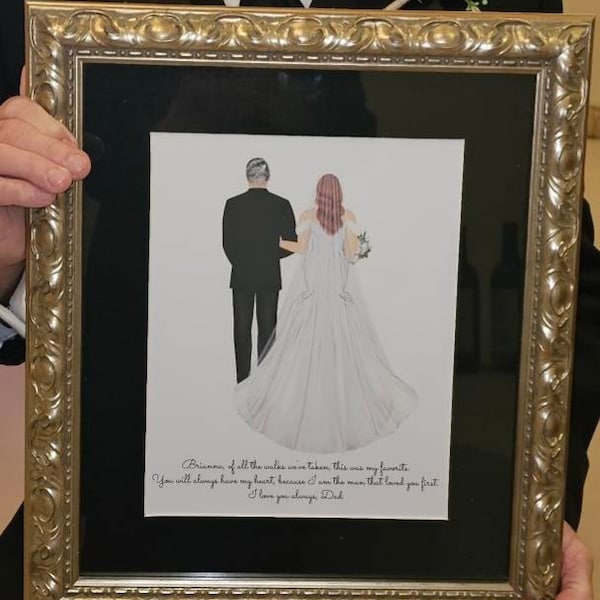 Personalized Bride and Dad Portrait Art PRINT | Father of the Bride ...