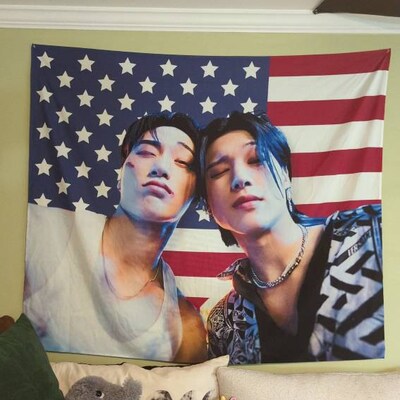 BTS Suga Long Hair Photo Flag Banner, Agust D Suga American Flag ...